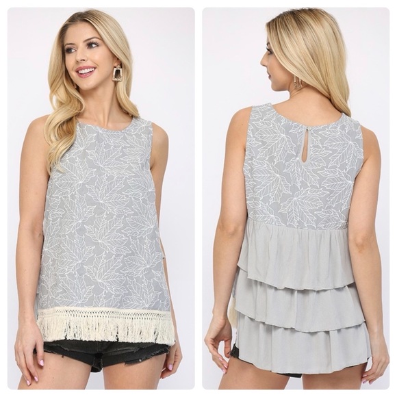 A Girl Thing | Tops | 5 Start 169 Embroidered Solid Mixed Back Tiered ...